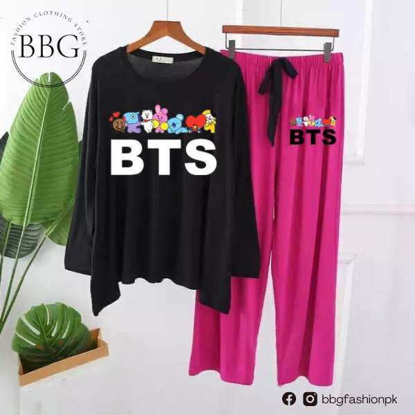 Black BTS and Cartoons Printed Loungewear – BBG FASHION CLOTHING STORE